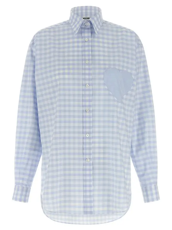 Moschino Heart Vichy Cotton Poplin Shirt - Blue