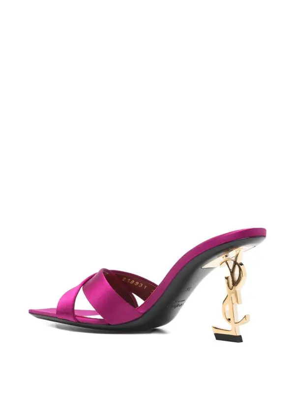 Saint Laurent Opyum Satin Sandals With Logo Heel - Multicolor