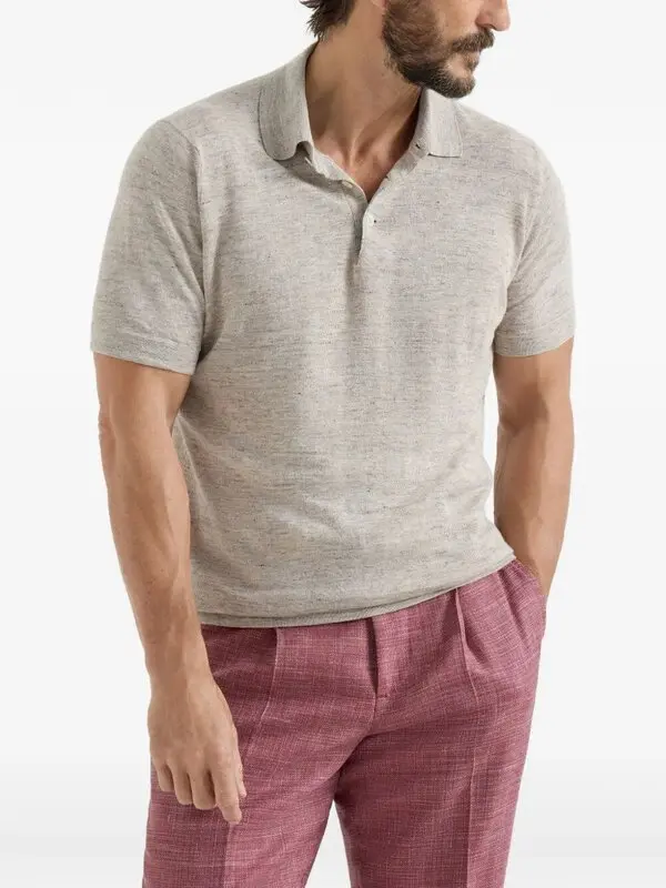 Brunello Cucinelli Linen And Cotton Knit Polo - Multicolor