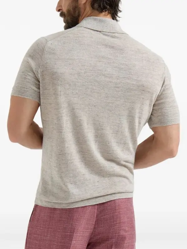 Brunello Cucinelli Linen And Cotton Knit Polo - Multicolor