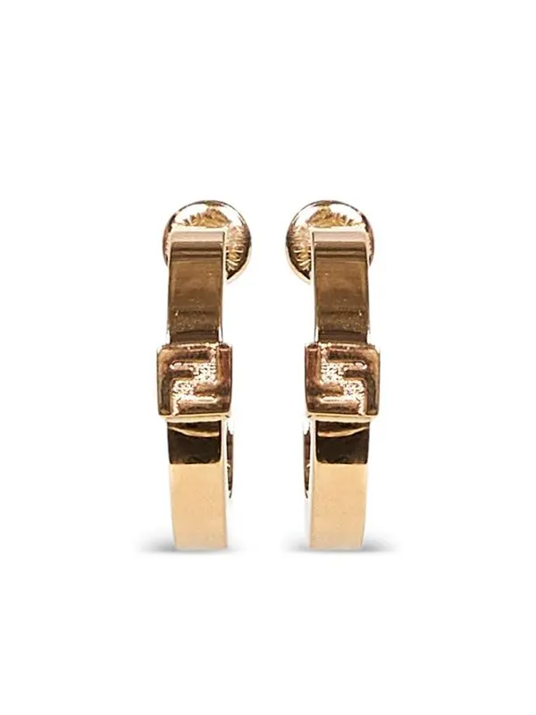 Fendi Gold-tone Ff Logo Hoop Earrings - Multicolor