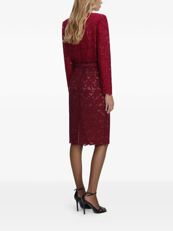 SELF-PORTRAIT Lace Midi Skirt - Red