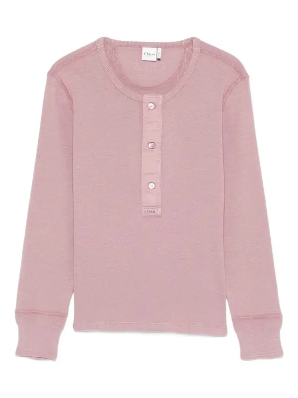 Chloé Cotton Crewneck Sweater With Button Detail