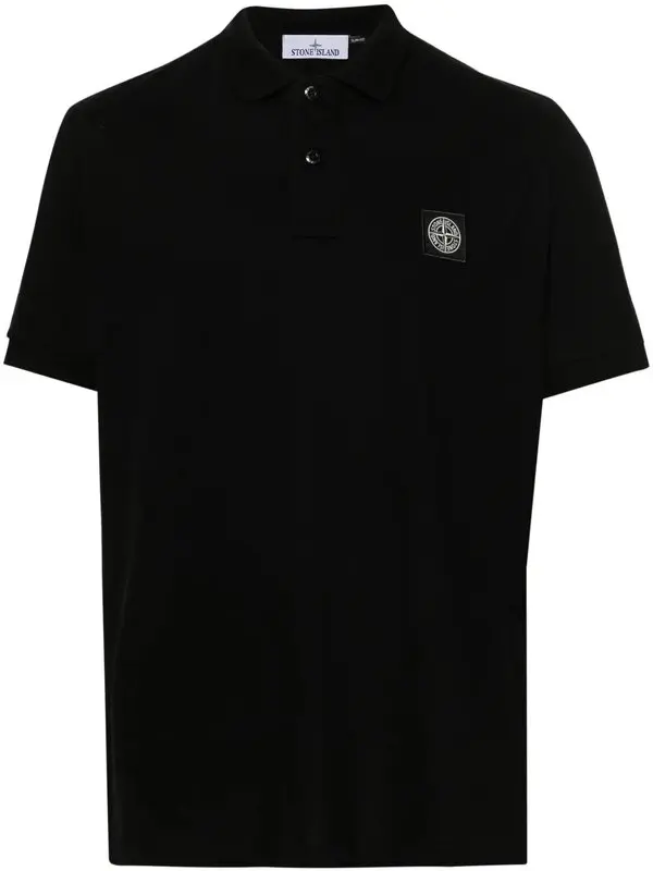 Stone Island Slim Fit Cotton Piqué Polo Shirt - Black