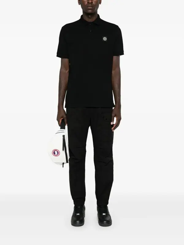 Stone Island Slim Fit Cotton Piqué Polo Shirt - Black