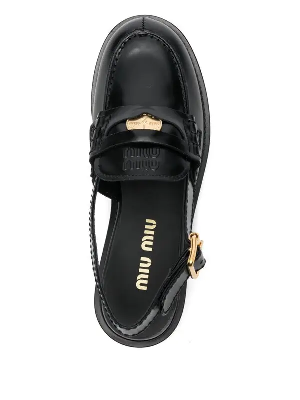 Miu Miu Leather Slingback Loafers - Multicolor