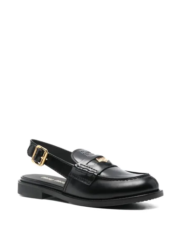 Miu Miu Leather Slingback Loafers - Multicolor