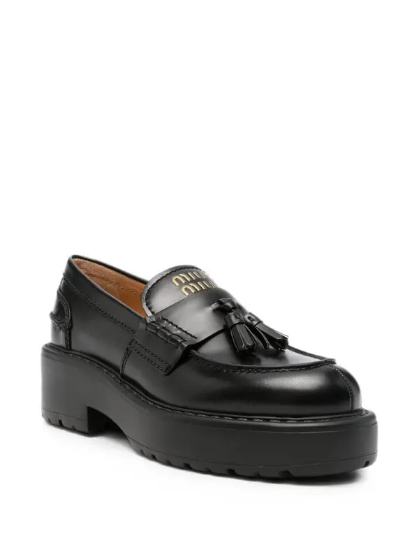 Miu Miu Leather Slingback Loafers - Multicolor