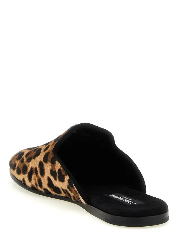 Dolce & Gabbana Leo Print Pony-effect Leather Slipper