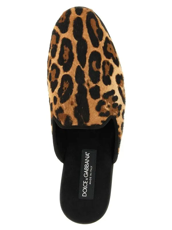 Dolce & Gabbana Leo Print Pony-effect Leather Slipper