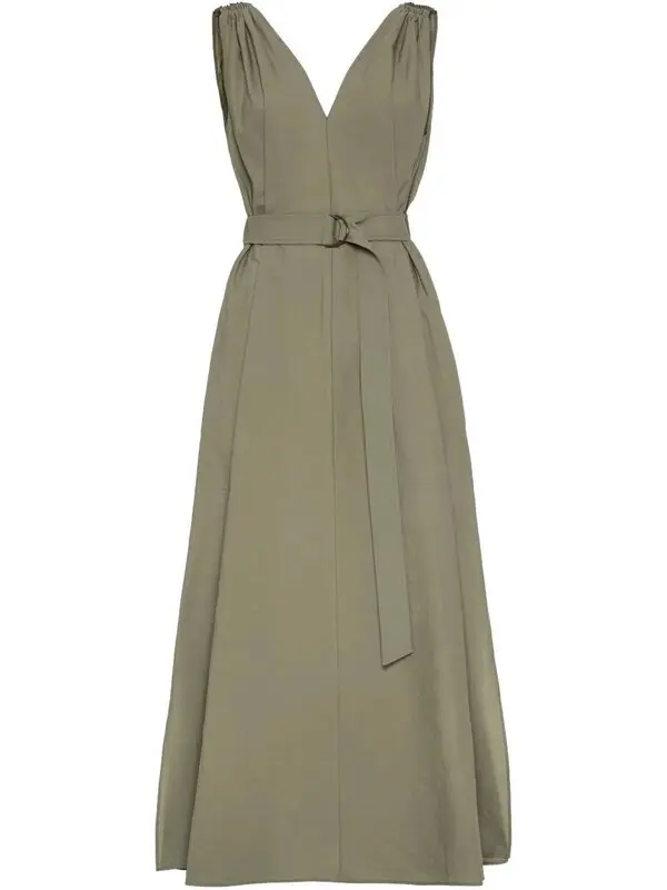 Brunello Cucinelli Belted Dress With Monili Embellished Shoulders