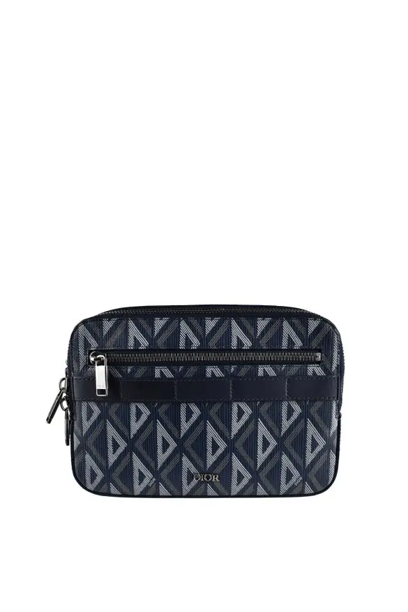 Dior Safari Pouch Shoulder Bag In Cd Diamond Canvas - Blue