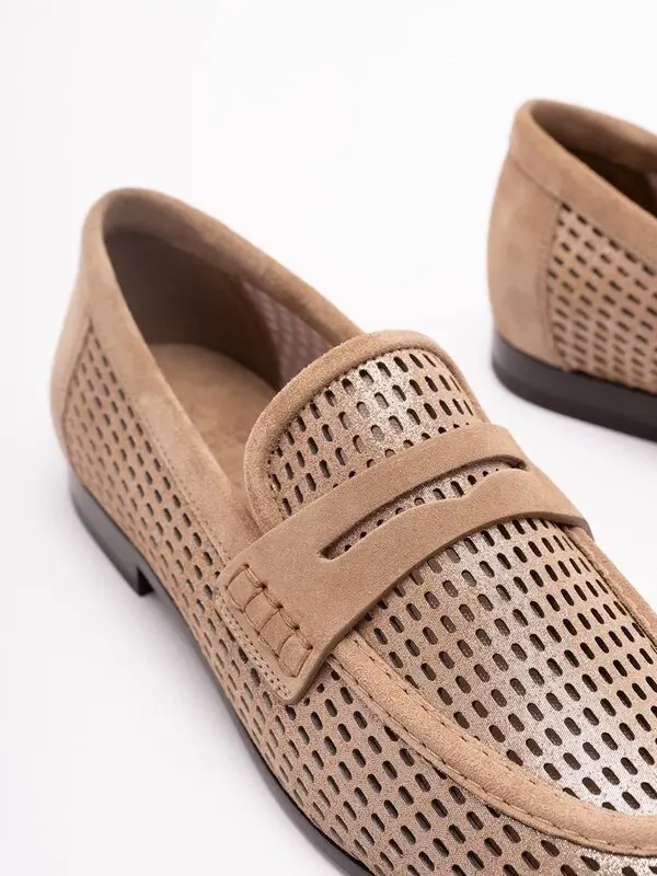 Brunello Cucinelli Perforated Calfskin Loafers - Multicolor