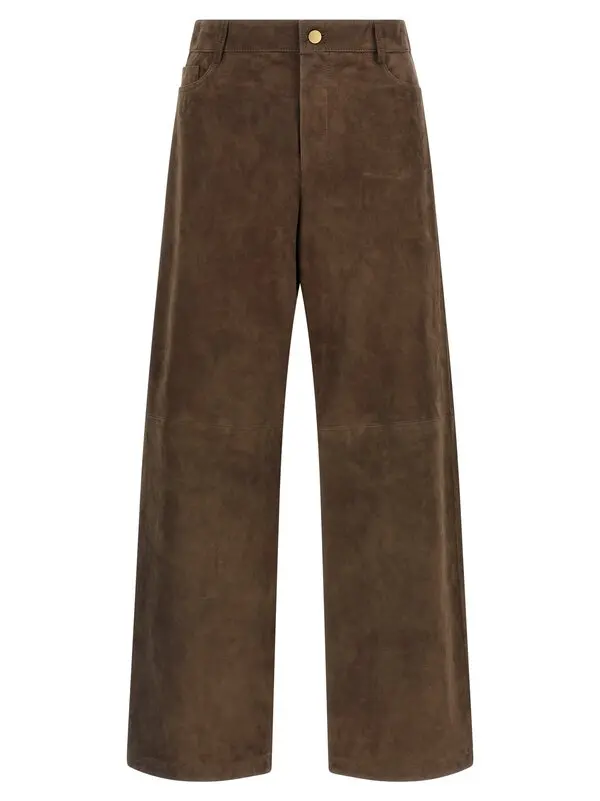 Max Mara Smmfulmine Suede Pants - Brown