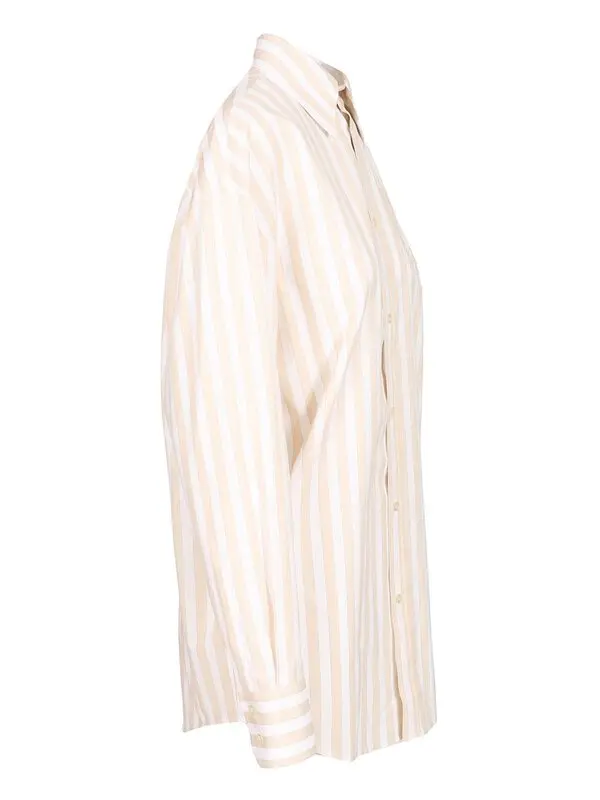 Saint Laurent Cassandre Striped Cotton Shirt - Cream