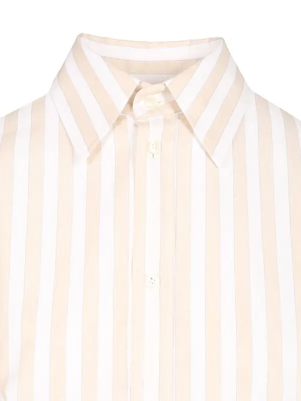 Saint Laurent Cassandre Striped Cotton Shirt - Cream