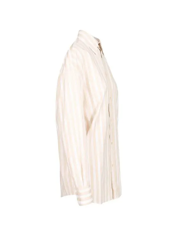 Saint Laurent Cassandre Striped Cotton Shirt - Cream
