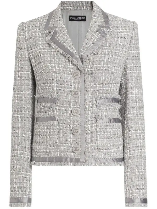 Dolce & Gabbana Tweed Jacket With Trim - Multicolor