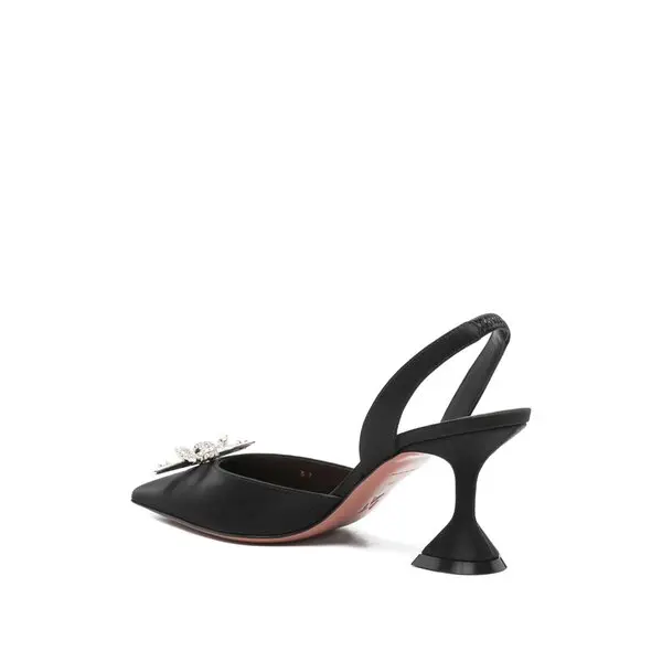 Amina Muaddi Pointed Toe Embellished Bow Slingback Pumps