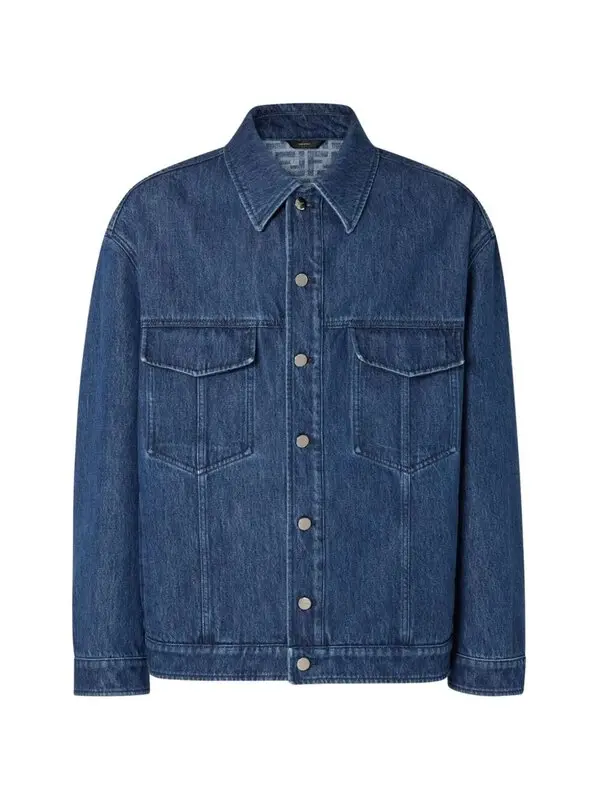 Fendi Oversized Denim Jacket With Ff Motif Lining