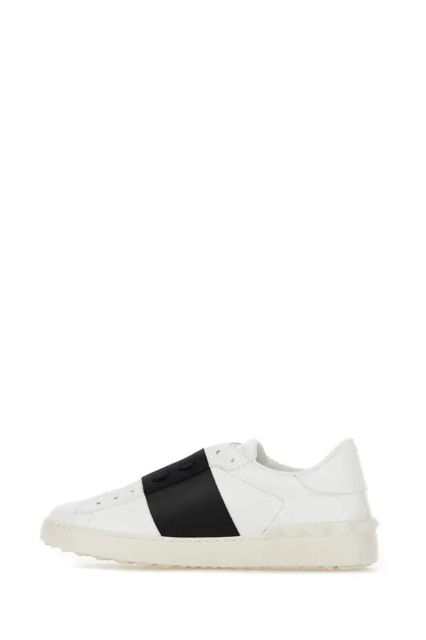 Valentino Garavani White Leather Sneakers With Black Band - Multicolor