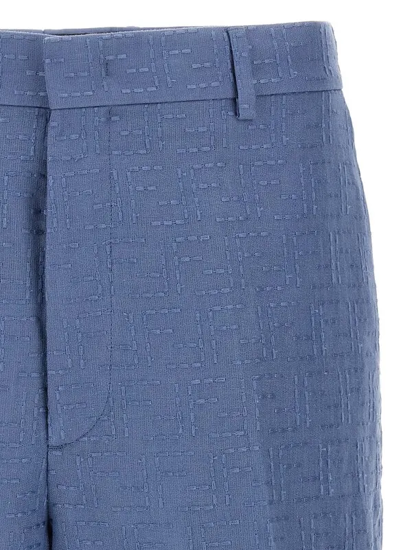 Fendi Bermuda Ff Jacquard Shorts - Blue
