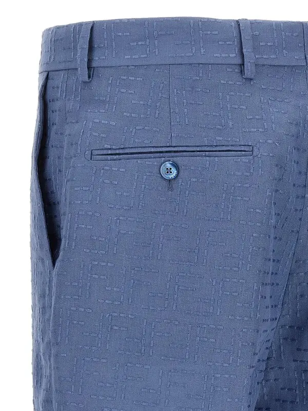 Fendi Bermuda Ff Jacquard Shorts - Blue