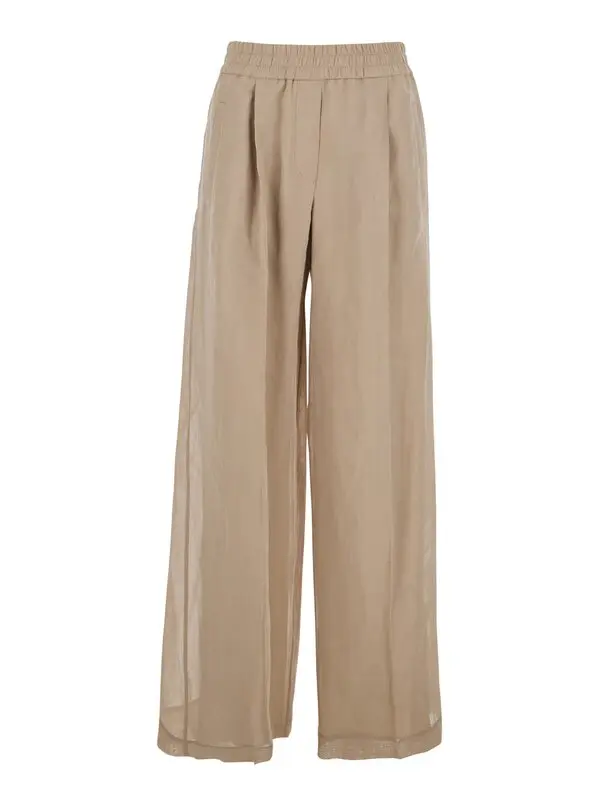 Brunello Cucinelli Cotton Organza Relaxed Fit Pants - Multicolor