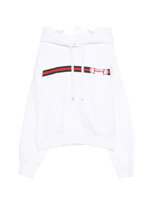 Gucci Logo Stripe Cotton Hoodie - Multicolor