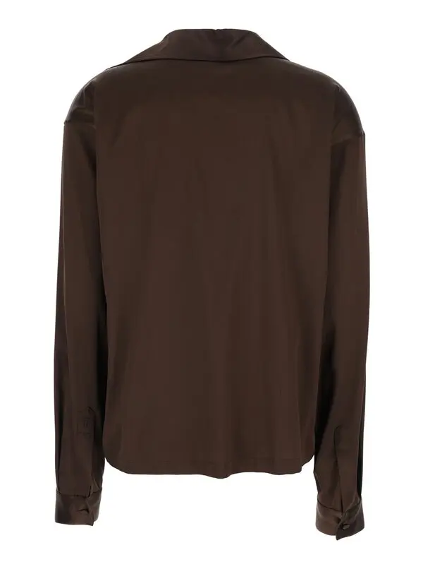 TOM FORD Silk Blouse With Wide Pointed Collar - Brown