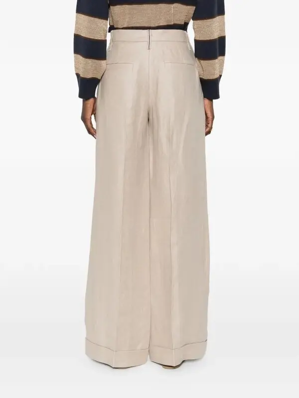 Brunello Cucinelli Linen Wide-leg Pants - Multicolor