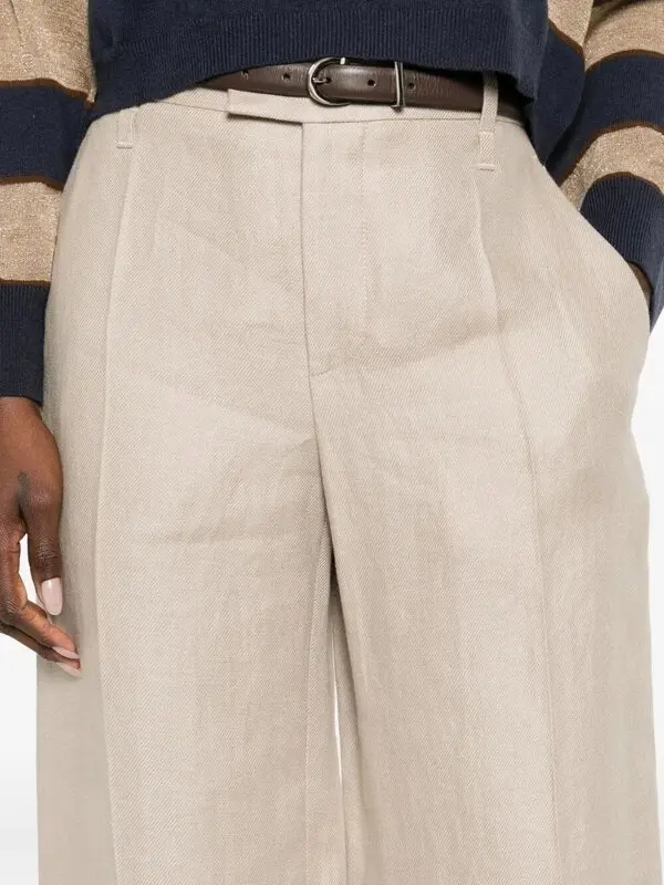 Brunello Cucinelli Linen Wide-leg Pants - Multicolor