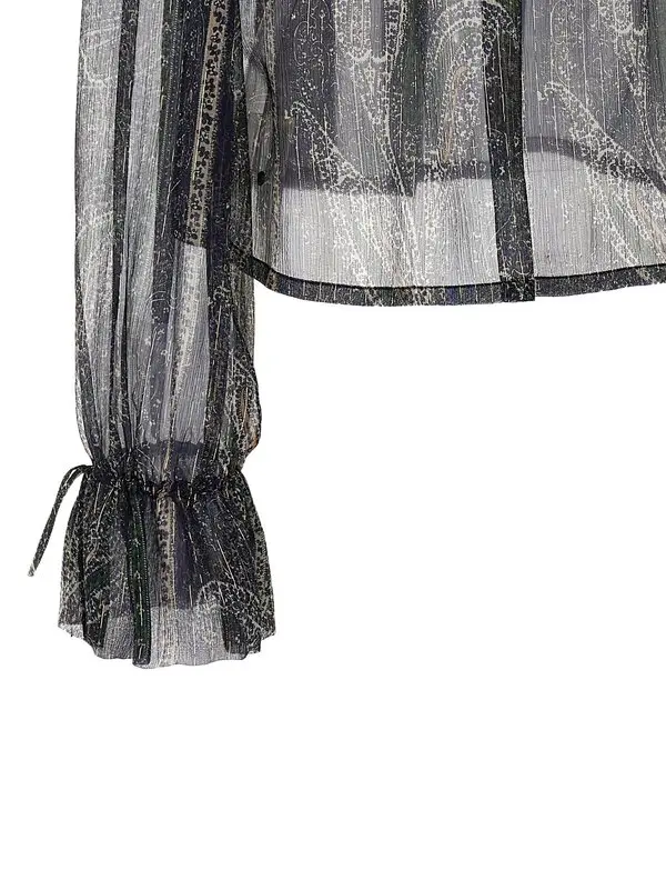 Saint Laurent Paisley Motif Lurex Off-the-shoulder Blouse