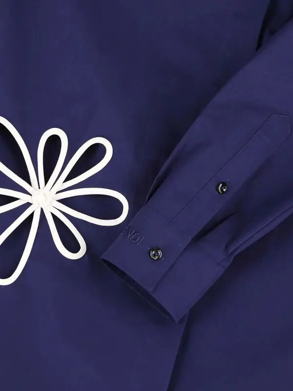 Fendi Popeline Long Sleeve Shirt With Contrasting Detail