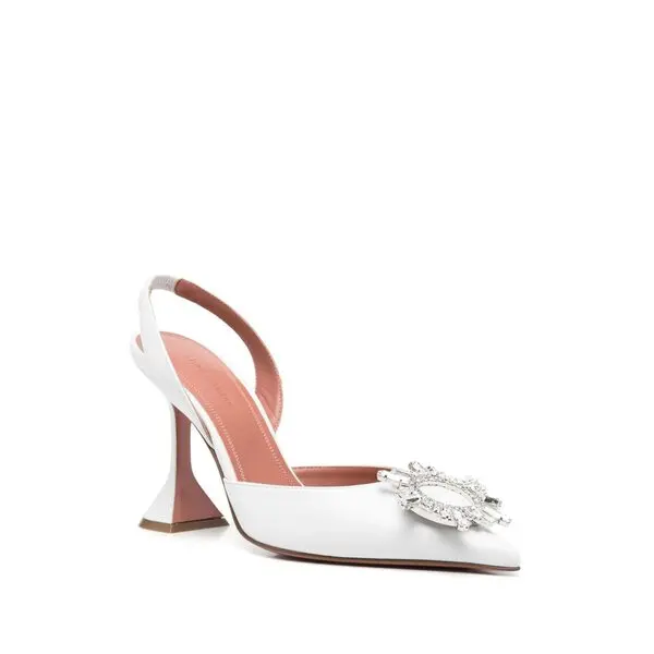 Amina Muaddi Embellished Pointed-toe Slingback Pumps