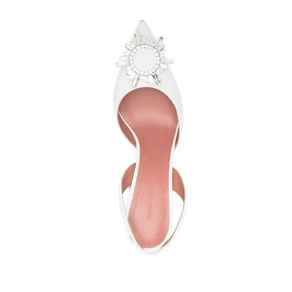 Amina Muaddi Embellished Pointed-toe Slingback Pumps
