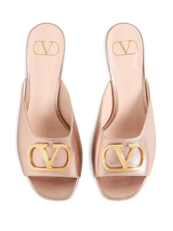 Valentino Garavani V Logo Heeled Slides - Multicolor