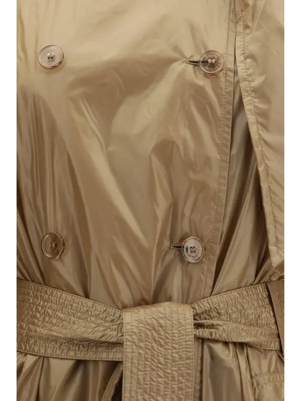 Saint Laurent Translucent Technical Fabric Trench Coat With Lavallière Collar And Belted Waist