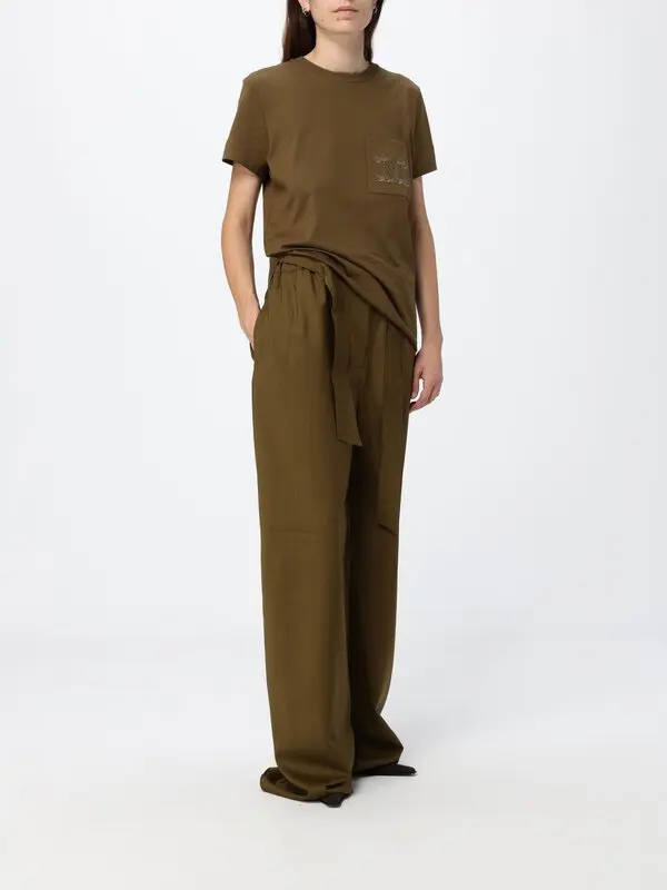 Max Mara Wide Leg Flax Linen & Silk Trousers - Brown