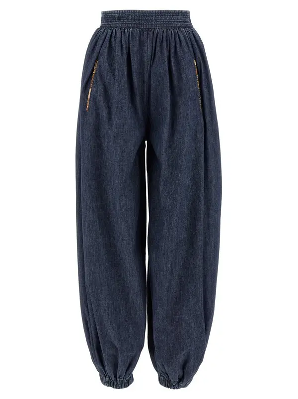 Valentino Garavani Balloon Fit Chambray Denim Pants - Blue