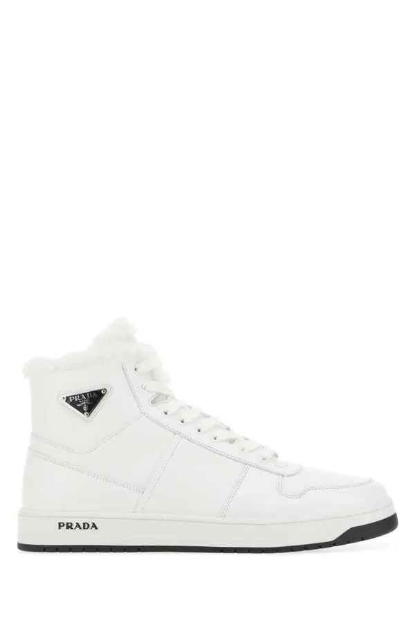 Prada Leather High Top Sneakers - White