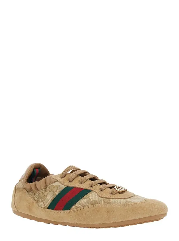 Gucci Gg Canvas And Suede Low Top Sneakers - Multicolor