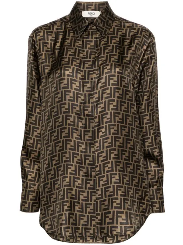 Fendi Ff-logo Silk Shirt - Multicolor