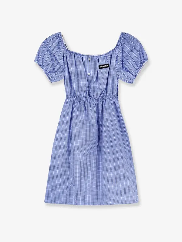 Miu Miu Madras Cotton Mini Dress - Multicolor
