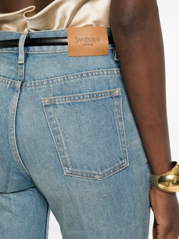 Saint Laurent Denim Cotton Flared Jeans - Multicolor