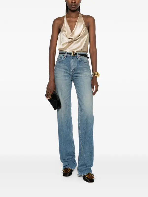 Saint Laurent Denim Cotton Flared Jeans - Multicolor