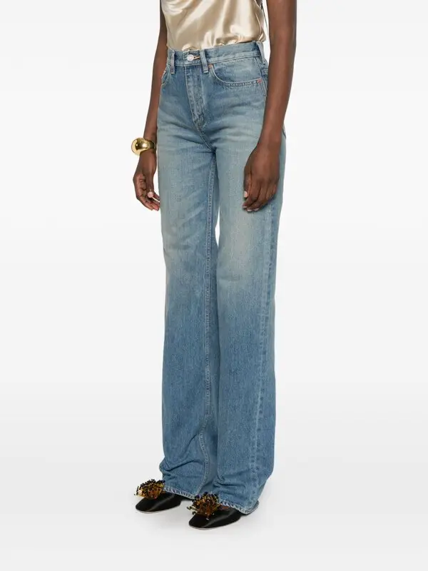 Saint Laurent Denim Cotton Flared Jeans - Multicolor