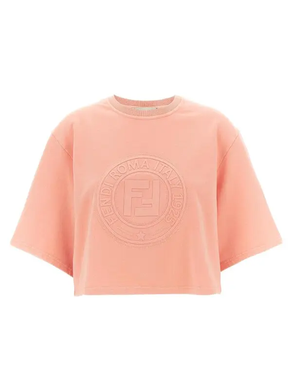 Fendi 3d Roma' Cropped Sweatshirt - Pink