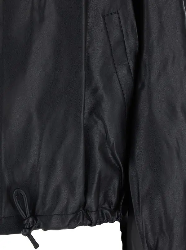 Isabel Marant Étoile Black Eco-leather Jacket With Drawstring Collar