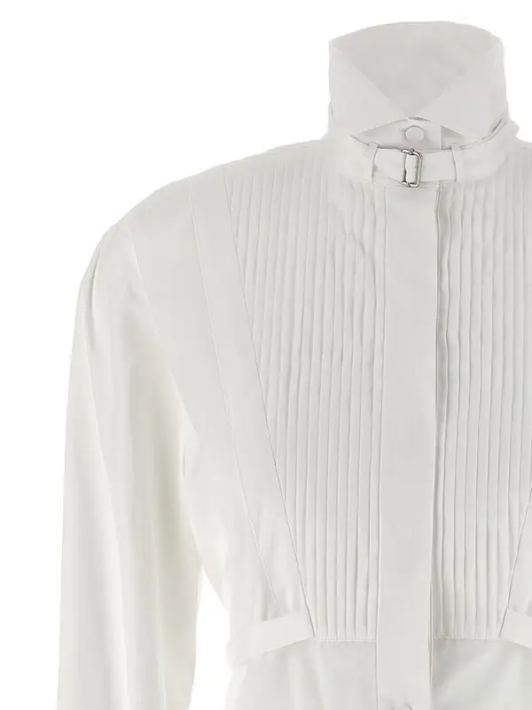 Alexander McQueen Tuxedo Poplin Dress With Pleated Plastron